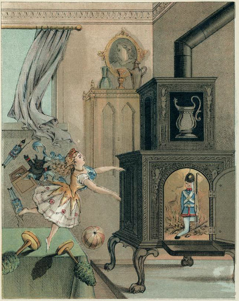 Illustration til H.C. Andersens eventyr "Den standhaftige Tinsoldat" (6 ...