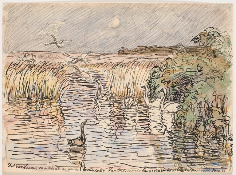 Fritz Syberg (1862-1939) akvarel: "Det var Svaner, de udstødte... | H.C ...